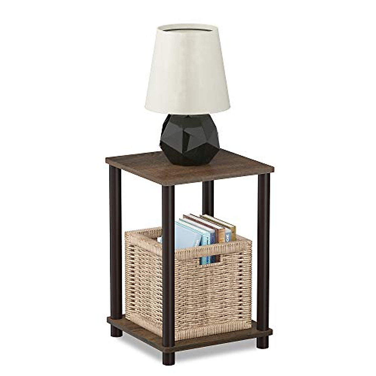 FURINNO Turn-N-Tube Haydn End Table, 1-Pack, Walnut/Brown