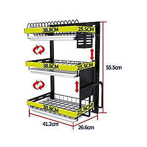 FEHUN Sinks,3-Layer Stainless Steel Wall-Mounted Kitchen Drain Rack with Drain Pan