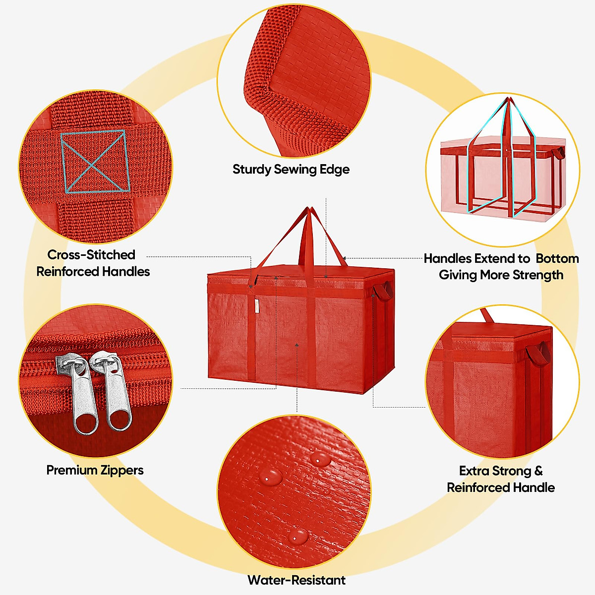 BALEINE Insulated Reusable Grocery Bags, Collapsible Cooler Bag for Groceries, Heavy Duty Large Insulated Bag (XXX-Large, Urban Gray)