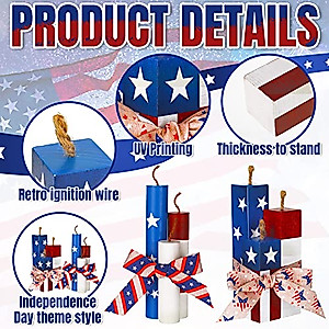 6 Pcs 4th of July Tiered Tray Decor July 4th Firework Tiered Tray Sign Patriotic Memorial Day Centerpieces Rustic Fireworks Wood Sign Independence Day Wooden Table Decor for Home Tables