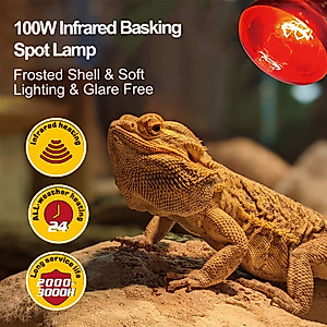 REPTI ZOO 100W Reptile Heat Lamp Bulbs Combo, Upgraded 2 Pack Day & Night Basking Spot Light, UVA Daylight Heating Lamp & Infrared Heat Lamp for Reptiles & Amphibians