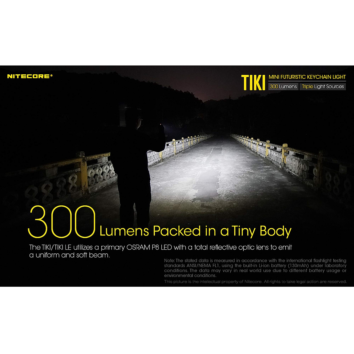 Nitecore Tiki Keychain Flashlight with UV High CRI Lights, 300 Lumens USB Rechargeable and LumenTac Charging Cable