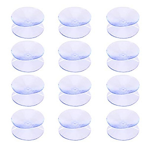 NUOBESTY Mirror Sucker Pads Transparent Double-Sided Cups PVC Plastic Clear Suction Rubber Pads for Glass Silicone Suckers Without Hooks 12 Pcs 10 x 30mm (Transparent)