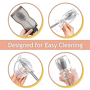 haakaa Cleaning Brush Silicone Bottle Brush Double-Ended Soft Silicone Bristles for Breast Pumps, Breast Milk Collectors, Baby Bottles, Teats, Breastmilk Storage Bags, Detachable - Grey, 1pk