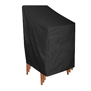 240D Patio Chair Cover ，Outdoor Chair Covers, Patio Waterproof Furniture Covers for 4-6 Stacking Chairs, Black-27 x 27 x 47 inch (1pc 27 x 27 x 47 inch)