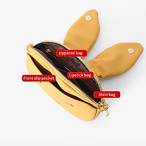 Fashion girl small crossbody shoulder bag cute rabbit ear shape zipper PU messenger bags coin purse for women