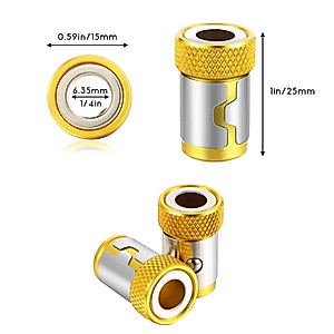 Magnetic Screw Ring Metal Bit Magnetizer Ring Screw Magnetic Holders, Applied to 1/4 Inch/ 6.35 mm Hex Screwdriver and Power Bits (12, Yellow)