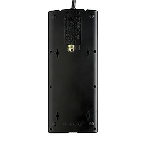 Tripp Lite 12 Outlet Surge Protector Power Strip, 8ft Cord, Right-Angle Plug, Tel/Modem Protection, RJ11, $150,000 Insurance (TLP1208TEL), Black