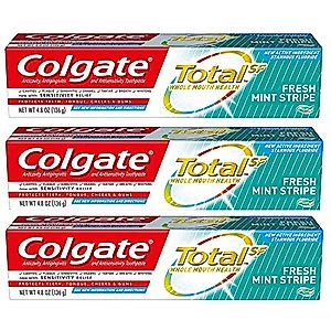 Colgate Total Toothpaste, Fresh Mint Stripe Gel, 4.8 oz (Pack of 3)