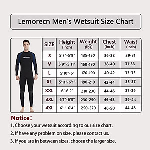Lemorecn Wetsuits Jumpsuit Neoprene 3/2mm Full Body Diving Suit(3031,XL)