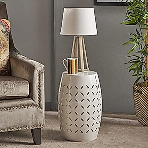 Christopher Knight Home Jorell Indoor Lace Cut Iron Accent Table, White 12.25 in x 12.25 in x 18.0 in