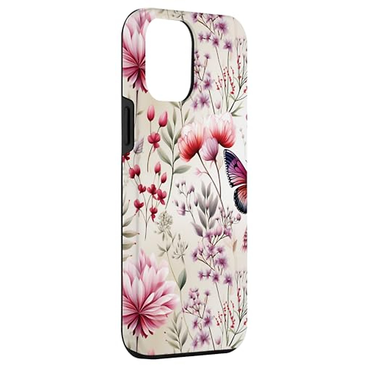 iPhone 14 Pro Max Case Flower Printed Butterfly Cover Protective Cover Phone Case