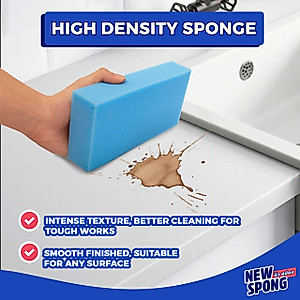 New spong New Spong - Multi-Purposes Sponge, All-Purpose Scrubbing Sponges - for a Wide Range of Textures Such as Glass, Ceramic, or car Wheels, Blue
