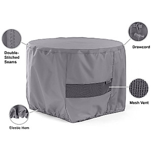 Covermates Outdoor Round Ottoman Cover - Water Resistant Polyester, Drawcord Hem, Mesh Vents, Seating and Chair Covers, 36DIAMETER x 25H, Charcoal