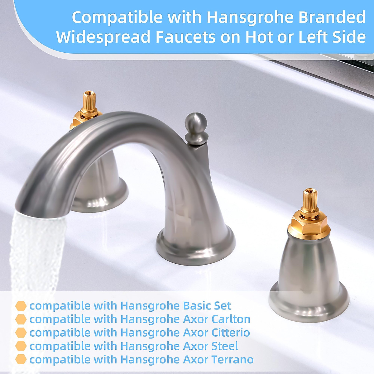 Dreyoo Hot Cold Faucet Cartridge Replacement Compatible with hansgrohe Basic Set, Axor Carlton, Citterio, Steel and Terrano Valves, 1 Inch Turn Flow Cartridge Replacement for 94008000 94009000