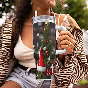 HULIBIN Christmas Traditional Gnomes Print Double Deck Stainless Steel Travel Coffee Cup With Lid 40 Oz Ice Bully Cup