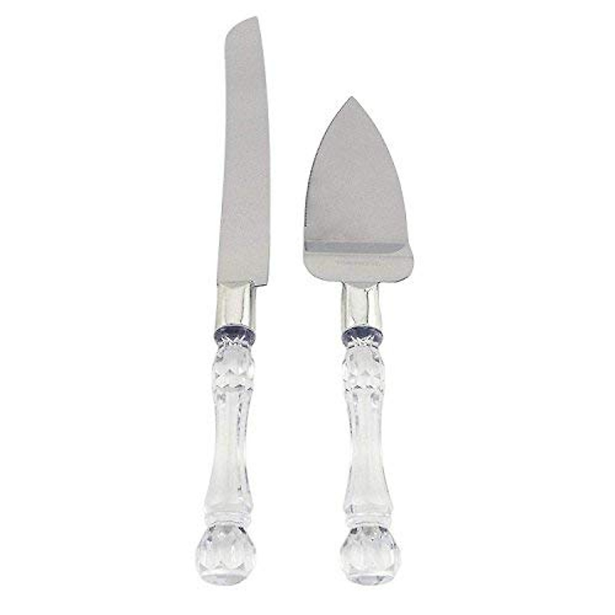 Adorox Cake Knife and Server Set Acrylic Stainless Steel Faux Crystal Handle Holiday Thanksgiving Christmas