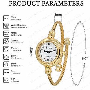 Blekon Original Elegant 23mm Round Analog Display Watch for Women with Arabic Numerals and Cable Cuff Bangle