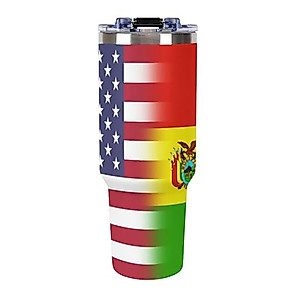 U.S.A Bolivia Flag 40oz Water Bottle Double Wall Insulated Tumbler with Handle Leakproof Travel Mug Black-style