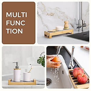 Wealone 3-in-1 Sink Caddy Instant Dry Sink Organizer, Fast Drying Diatomaceous Earth Stone, Kitchen Sponge Holder, Water Absorbing Sink Rack for Modern Countertop Bathroom Soap Holder Birthday Gift