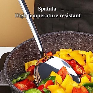 Niulife Kitchen Utensils Set, 4pcs Large Heat Resistant Cooking Utensil Spatula, Green Stainless Steel Nonstick Gadgets Tools, Dishwasher Safe Spatulas Spoon for, Home, Essentials