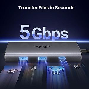 UGREEN Revodok 206 Docking Station 6 in 1 USB C Dock Dual HDMI 4K@60Hz Single 8K@30Hz 100W PD 5Gbps USB C and USB A Data Ports USB C Hub Compatible for HP, ASUS, ThinkPad and More