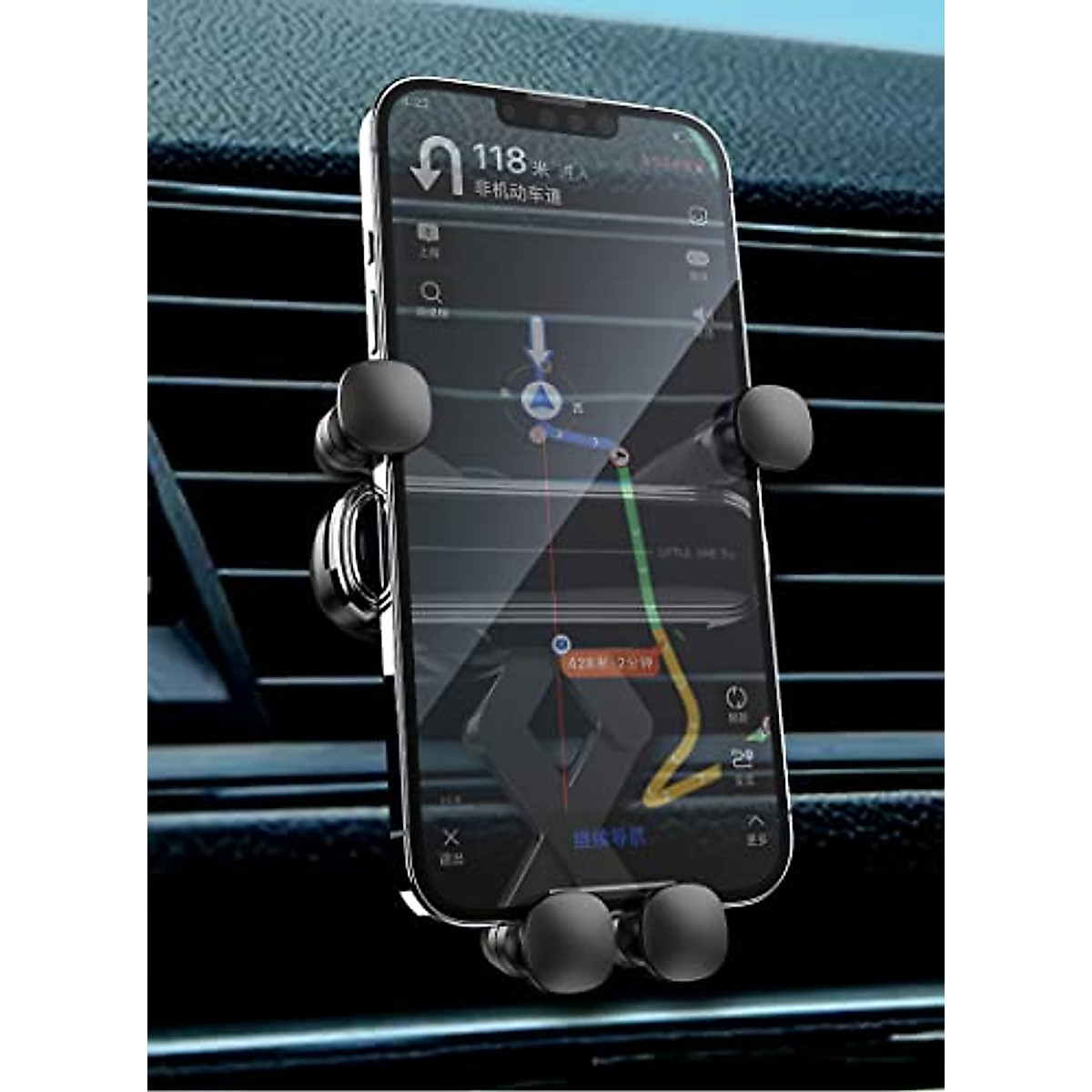 SiMaXuanCar car Phone Holder Vent Phone Holder Auto Lock Gravity Type Phone Holder with knob Locking Hook Clip Suitable for Various Vent Mount Suitable for 2.5~3.5 inch Width Smartphone(Black)