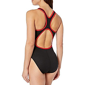 TYR womens Hexa Maxfit Swimsuit, Black/Red, 38 US