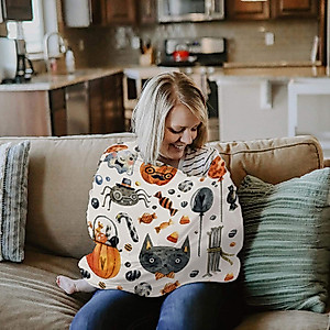 Nursing Cover Breastfeeding Scarf,Funny Halloween Cute Cartoon Pumpkin Spooky Ghost Baby Car Seat Covers for Newborns,Multi-use Cover Ups for Stroller High Chair Shopping Cart