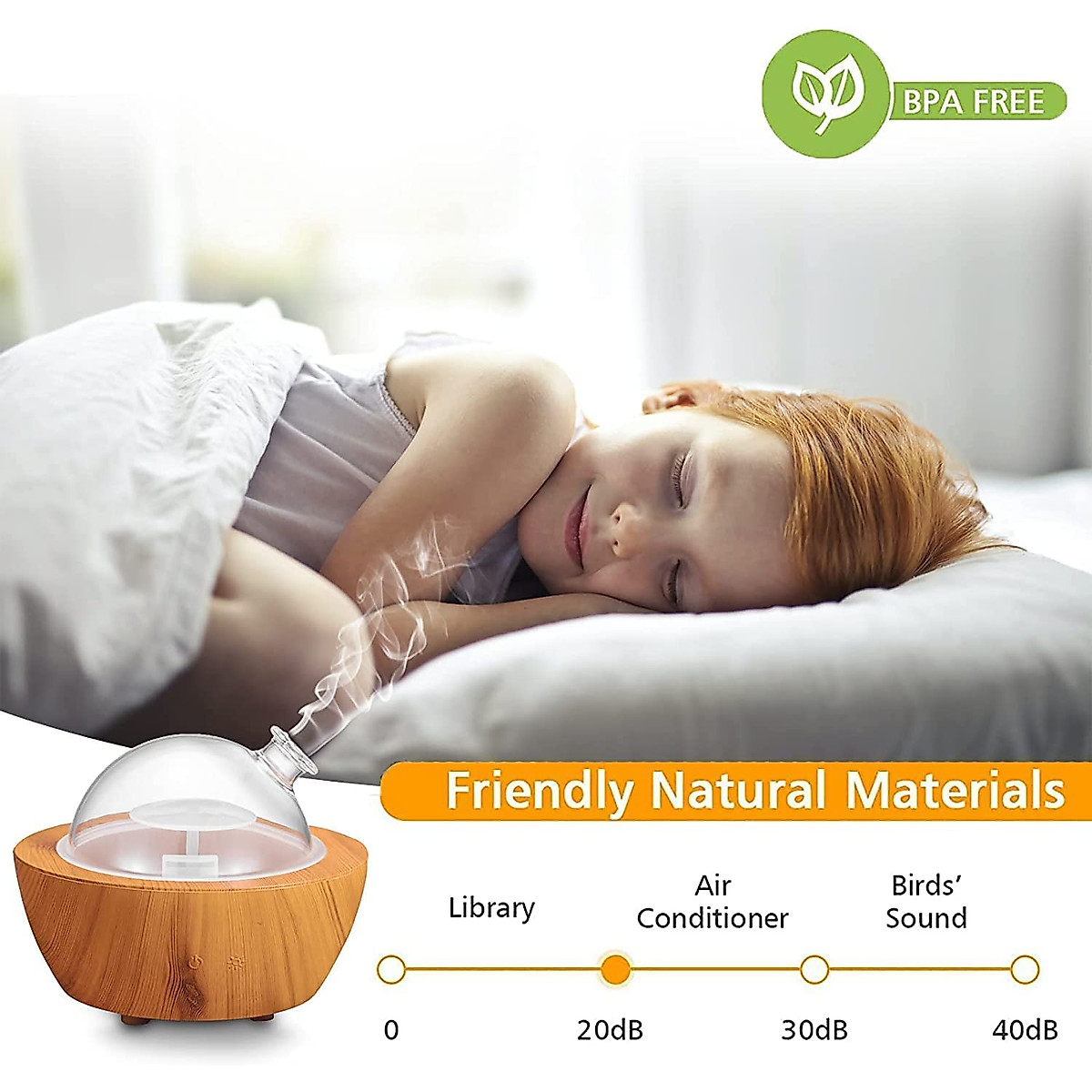 280ml Glass Essential Oil Diffuser Wood Grain Base Air Aroma Diffuser for Aromatherapy Cool Mist Humidifier with Safe Auto Shut-Off and 2 Mist Modes & 7 Color LED Night Lights for Home Office Room