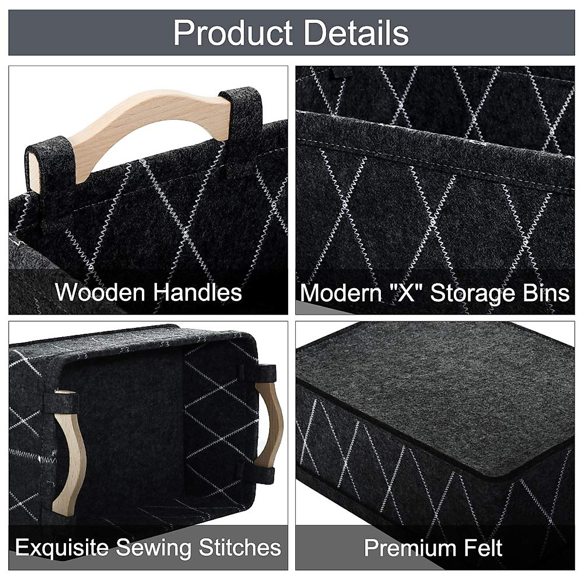 Oubra Grey Storage Baskets Bins Empty Gift Basket Rectangle Foldable Storage Cubes for Dog Toys Toilet Paper Under Shelf Basket