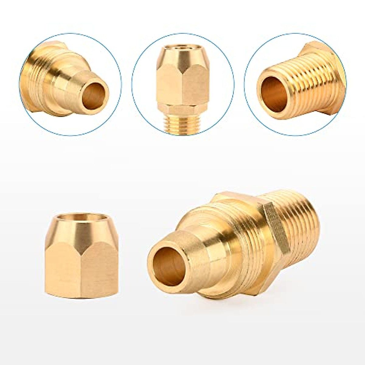 Luckyweld Air Hose Repair Kit, 2 Pack 3/8-Inch Reusable Solid Brass Hose-End Repair Fitting (3/8 Inch 2 Pcs)