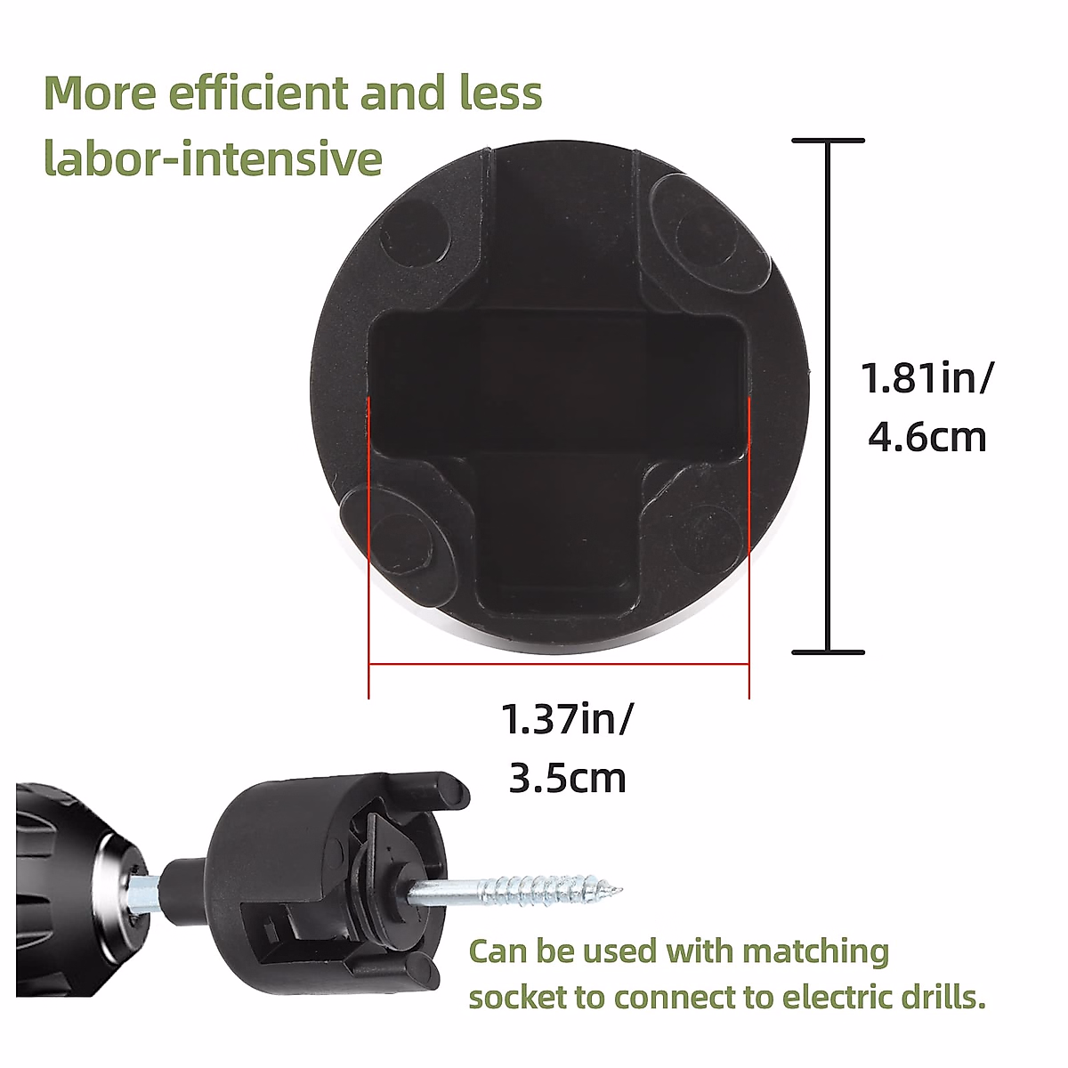 100Pcs Black Electric Fence Insulator Screw-in Insulator Fence Ring Post Wood Post insulators and 1 Pc Free Insulator Socket Tool(Grid System Accessories for Animal Husbandry Electronic)