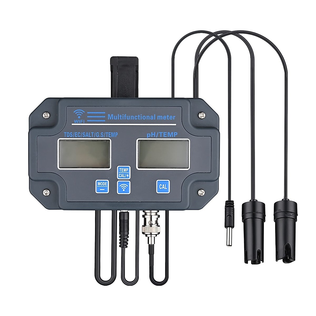 Yescom Water Quality Tester 6 in 1 Multi-Parameter Test Meter PH/EC/Salt/TDS(PPM)/Temp/S.G Analyzer Wall-Mount Rechargeable