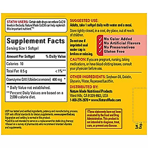 Nature Made CoQ10 400 mg, Dietary Supplement for Heart Health Support, 40 Softgels, 40 Day Supply