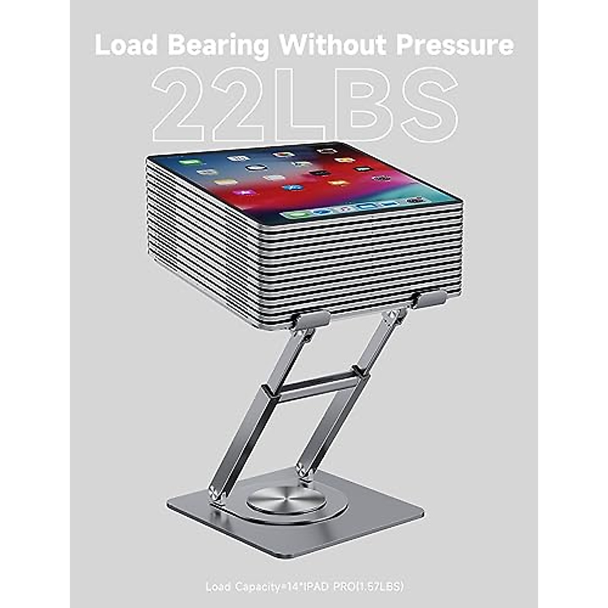 MCHOSE Laptop Stand for Desk, 360°Swivel Base Standing Desk Converter, Adjustable Height from 2" to 23" Tall, Standing or Sitting Desk Riser Compatible with All Laptops 10-16",Silver