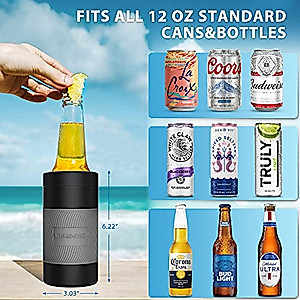 Vemingo 4-IN-1 Insulated Can Cooler, Double-Walled Stainless Steel Insulator for 12 OZ Standard Cans/Slim Cans & 12 OZ Bottles, for Women/Men