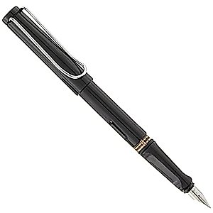 Lamy Safari Fountain Pen (19F) Black + 5 Black Ink Cartridges, (Model: L19BKF)