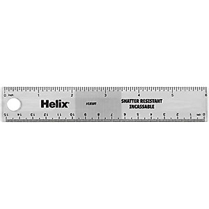 Helix Standard Ruler 6 Inch / 15cm, Assorted Colors (13107)
