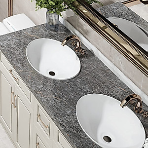 Livelynine 197 X 36 Inch Wide Dark Grey Marble Contact Paper Waterproof Peel and Stick Countertops Marble Paper Kitchen Countertop Vinyl Wrap Marble Countertop Peel and Stick Table Top Dresser Cover