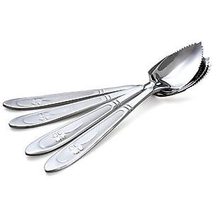 HAZOULEN Grapefruit Spoons, Stainless Steel, 6-2/5-Inch, Set of 4 (Clover)