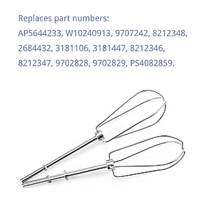 W10490648 Hand Mixer Turbo Beaters for Blending Soups, Smoothies, Shakes, Egg Whites,Replaces:AP5644233,AP6022244,PS11755576,PS11755576-by Sikawai