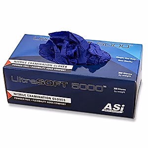 UltraSOFT 5000 Nitrile Gloves, Non- Sterile Gloves Disposable latex Free Medium, Powder Free, (Pack of 300) - Extra Small