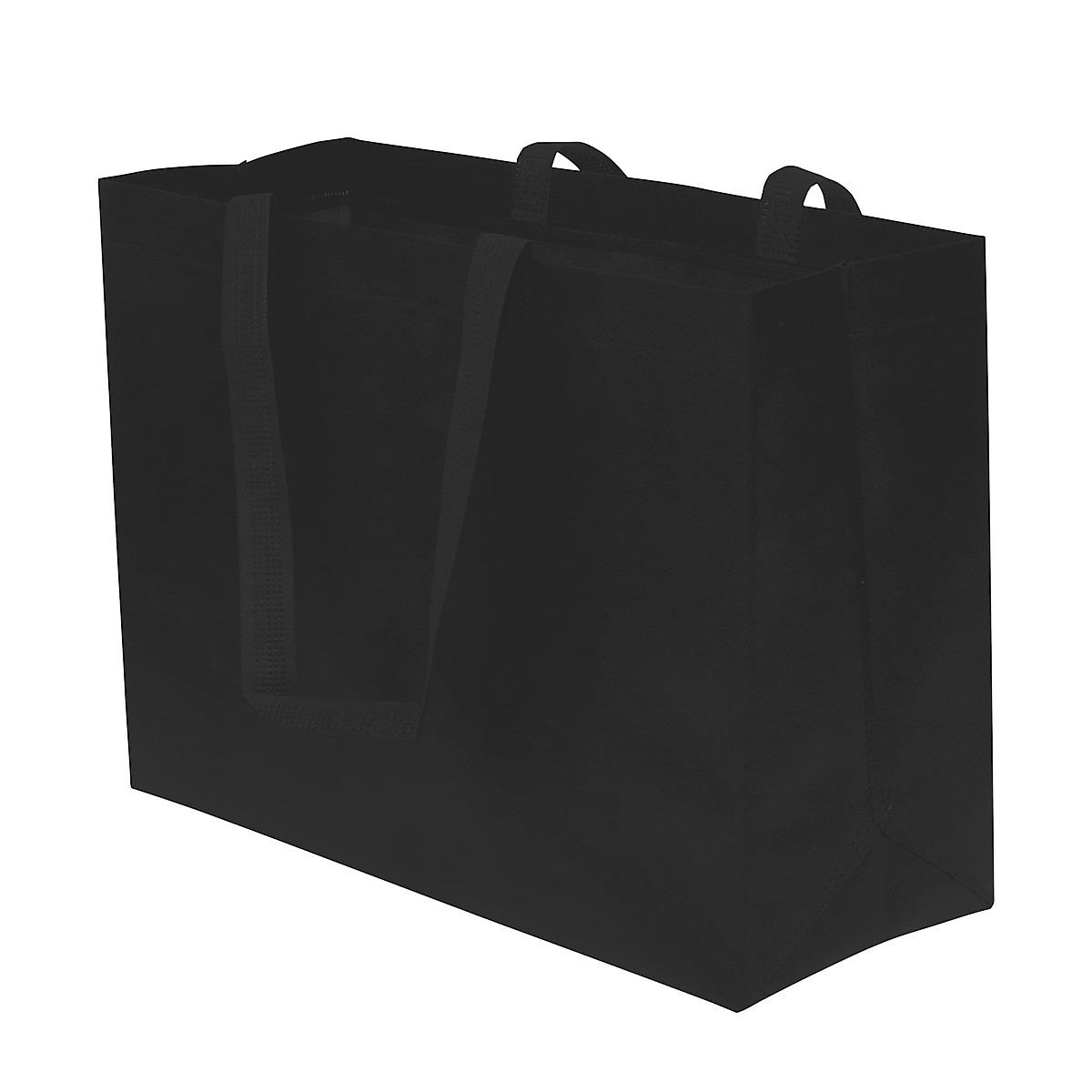 ZENPAC Black Reusable Gift Bags with Handles, Large Canvas Fabric Tote for Small Business, Retail, Grocery, Merchandise, Holidays Bulk, 16x6x12 12 Pack