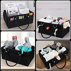 XUANGUO Baby Diaper Caddy Organizer for Girl Boy Large Nursery Storage Bin Basket Portable Holder Tote Bag for Changing Table and Car Baby Shower Gifts Newborn Baby Registry Must Haves Items black