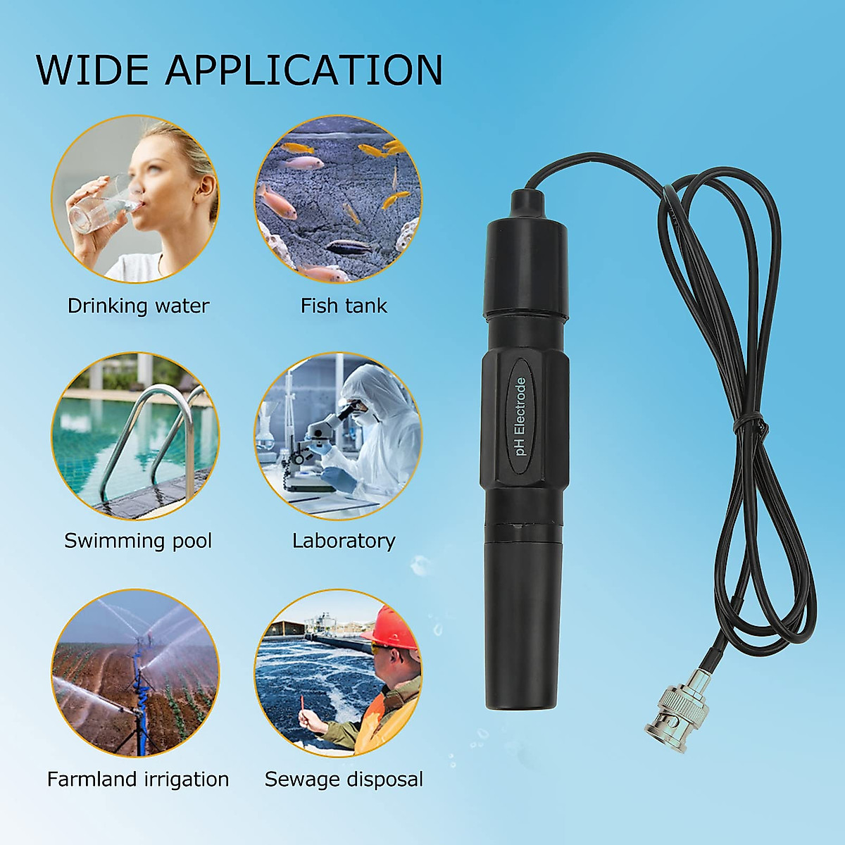 CHICIRIS Electrode, High Accuracy Wide Measuring Range Replacement Parts Probe Sensor Easy for Aquaculture (1.2M)