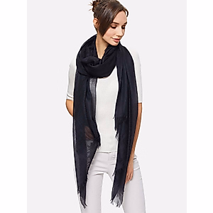 Ovcio Featherlight Black Cashmere Scarf - 100% Pure Cashmere Wrap Scarf for Women (87x39) with Gift Box