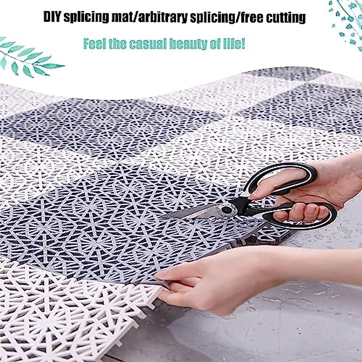 Modular Garage Flooring Tile - Interlocking Soft PVC, 12"x12" Pool Patio Floor, Non-Slip Splicing Floor Mat, Interlocking Drainage Mats Outdoor Indoor (B)