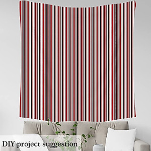 Feelyou Geometric Stripes Fabric by The Yard, Black Red Retro Simple Style Upholstery Fabric for Chairs, Abstract Striped Lines Decorative Waterproof Outdoor Fabric, 2 Yards, White