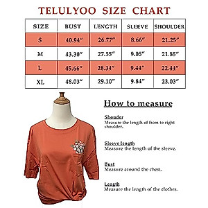 TELULYOO Womens Wildflower Oversized T Shirts Summer Tops Short Sleeve Crewneck Cute Shirts Graphic Tees with Pocket(Orange,XL)